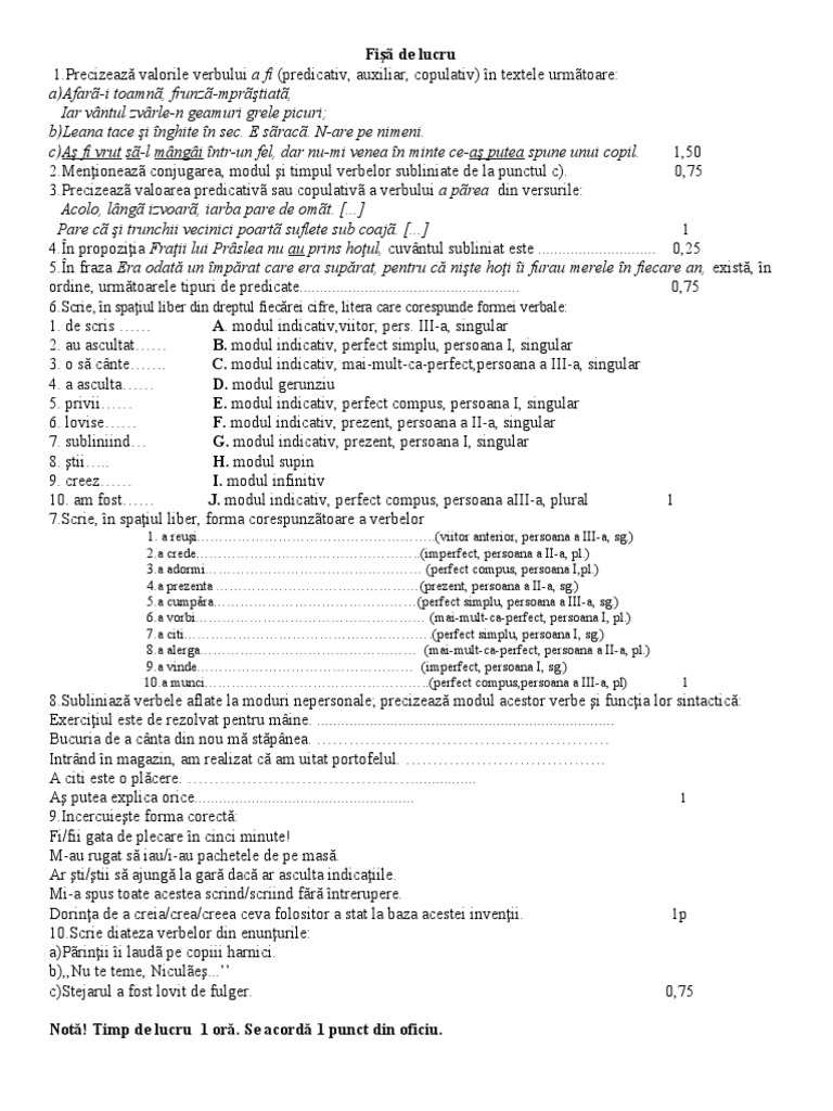 Verbul Test VI | PDF