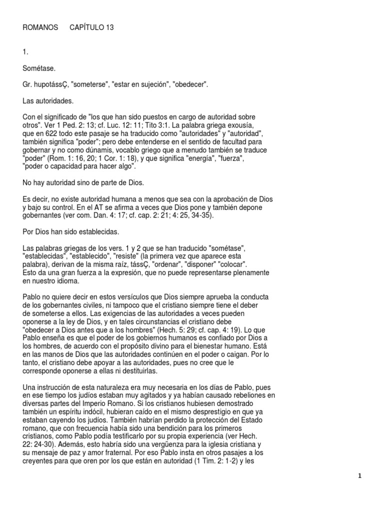Romanos Capítulo 13 | PDF | Pablo el apóstol | Biblia