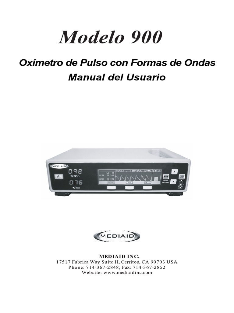 OXIMETRO DE PULSO MEDIAID 900 - Manual - Span - SM | PDF | Ingenieria ...