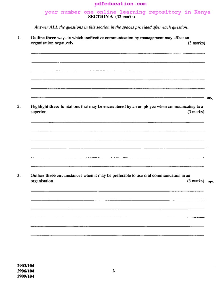 Communication Skills KNEC Past Papers July 2013 | PDF