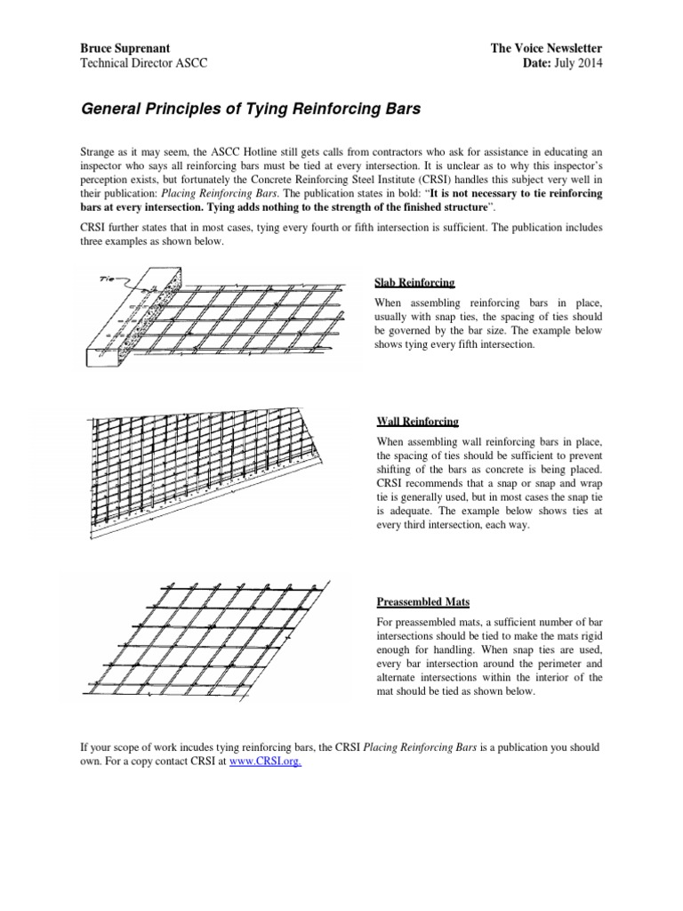 General Principles of Tying Reinforcing Bars | PDF
