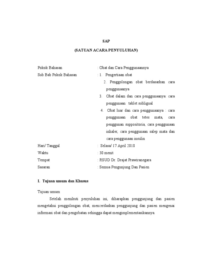 SAP Promkes Obat Dan Cara Penggunaannya | PDF | Pengembangan Diri ...