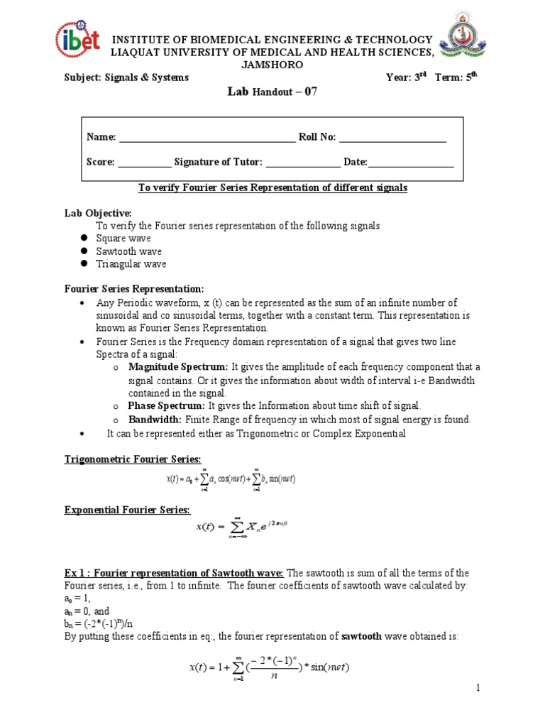 Fourier Series in Signal Analysis | PDF | Fourier Analysis | Spectral ...