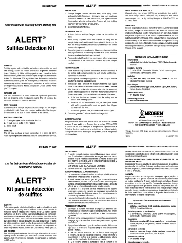 ALERT Sulfitos Inserto | PDF | Legal Liability | Food Allergy