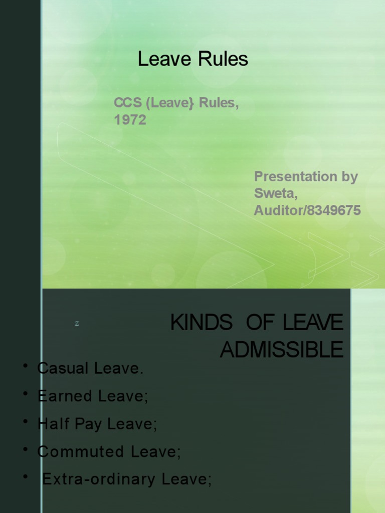CCS (Leave) Rules, 1972 | PDF | Health Sciences | Wellness