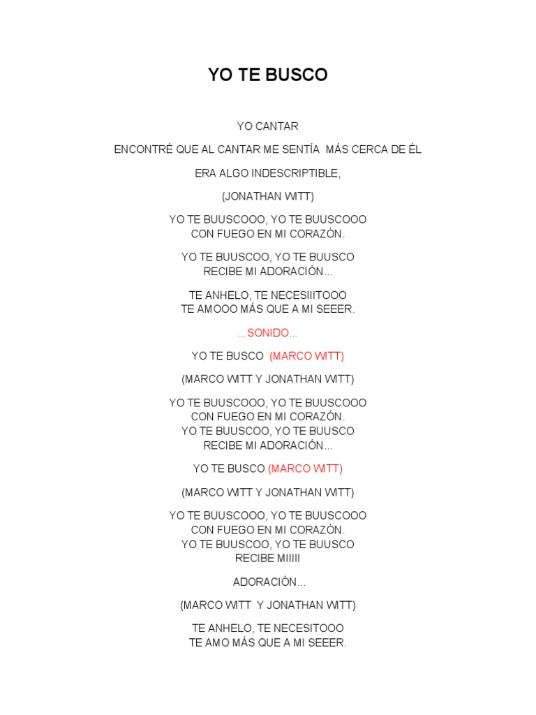 Letra de "Yo Te Busco" - Marcos Witt | PDF | Arte