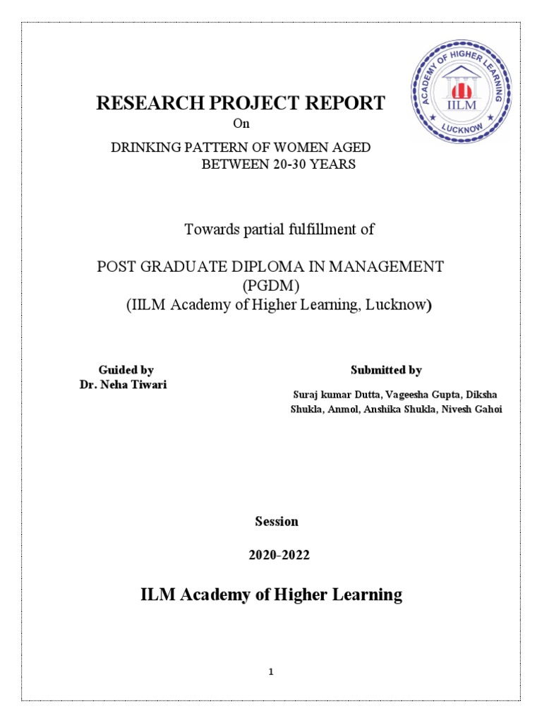 BRM Project Report | PDF | Alcoholism | Drink