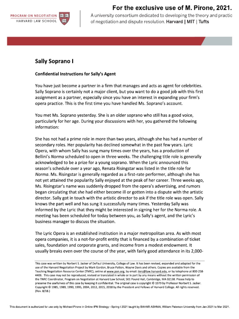 Sally Soprano Case | PDF