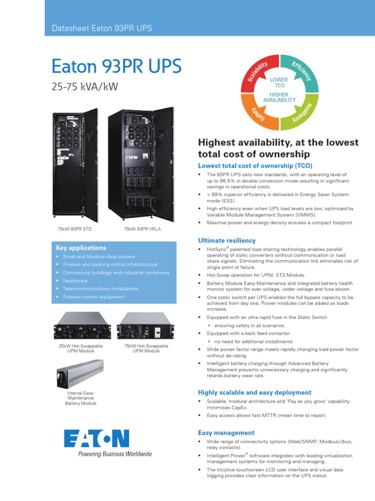 Eaton 93PR 25-75 Datasheet EN | PDF | Power Inverter | Computer Science