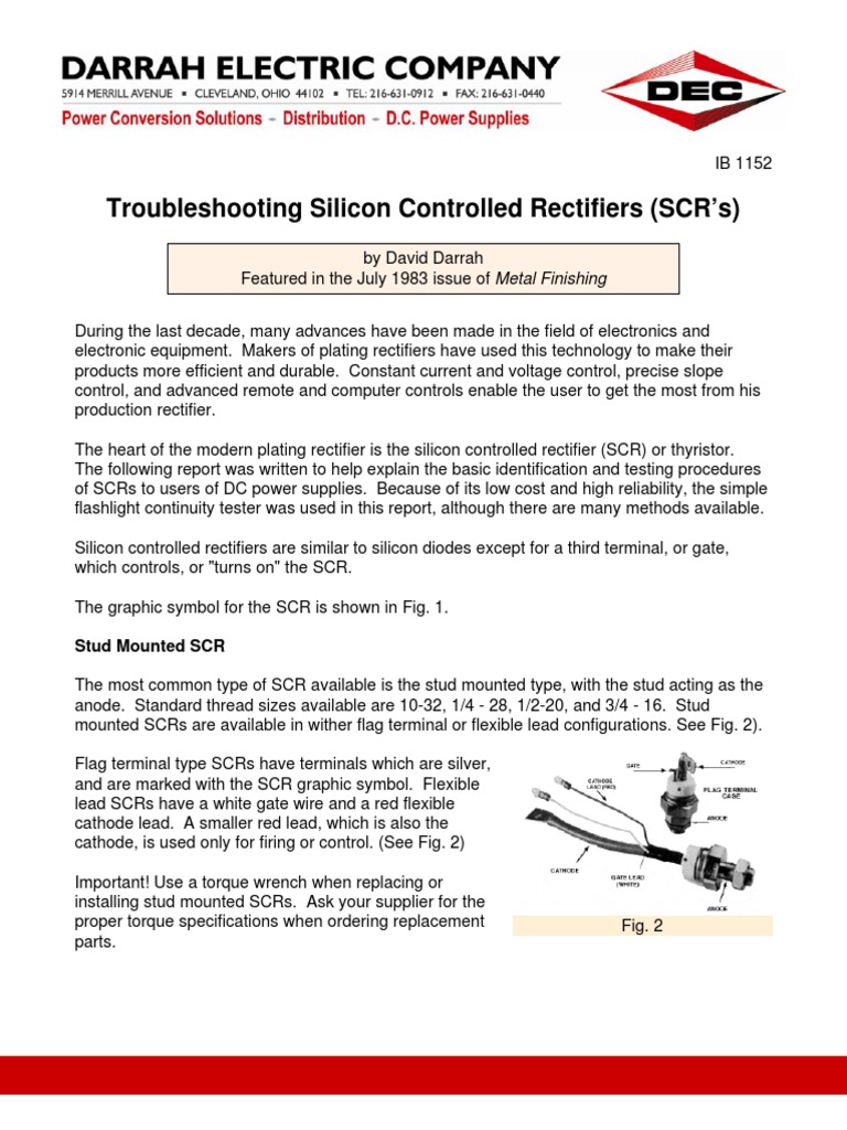 Troubleshooting Silicon Controlled Rectifiers (SCR'S) | PDF | Rectifier ...