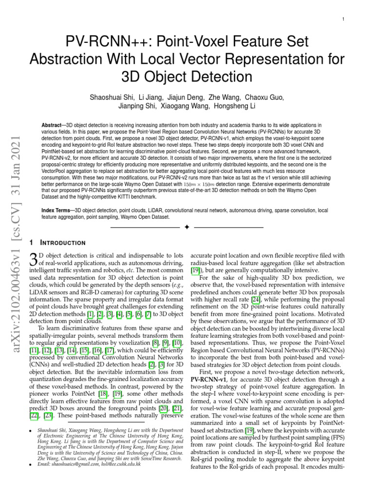 PV-RCNN++: Point-Voxel Feature Set Abstraction With Local Vector Representation For 3D Object ...