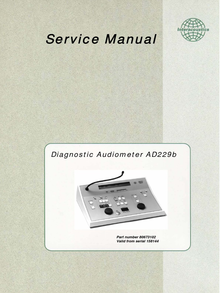 AD229b Audiometer Service Manual | PDF | Headphones | Power Supply