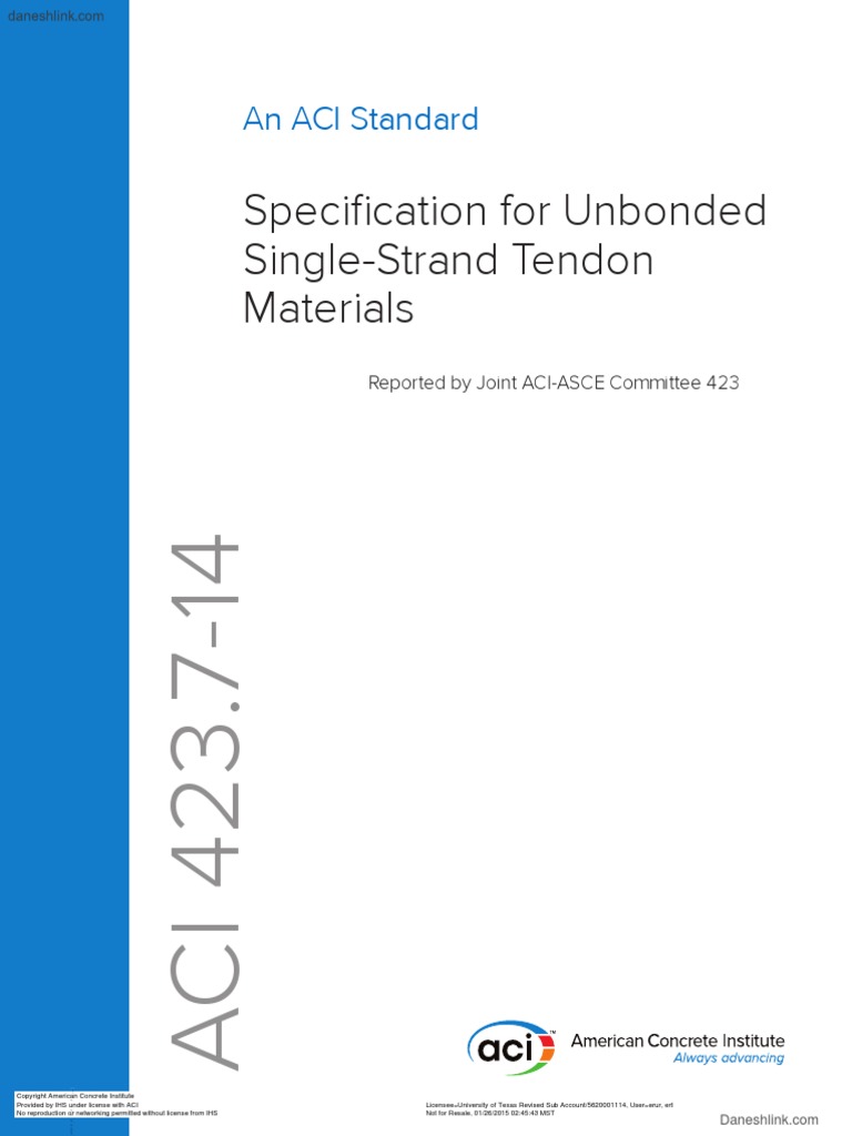 423.7 14 Specification For Unbonded Single Strand Tendon Materials ...