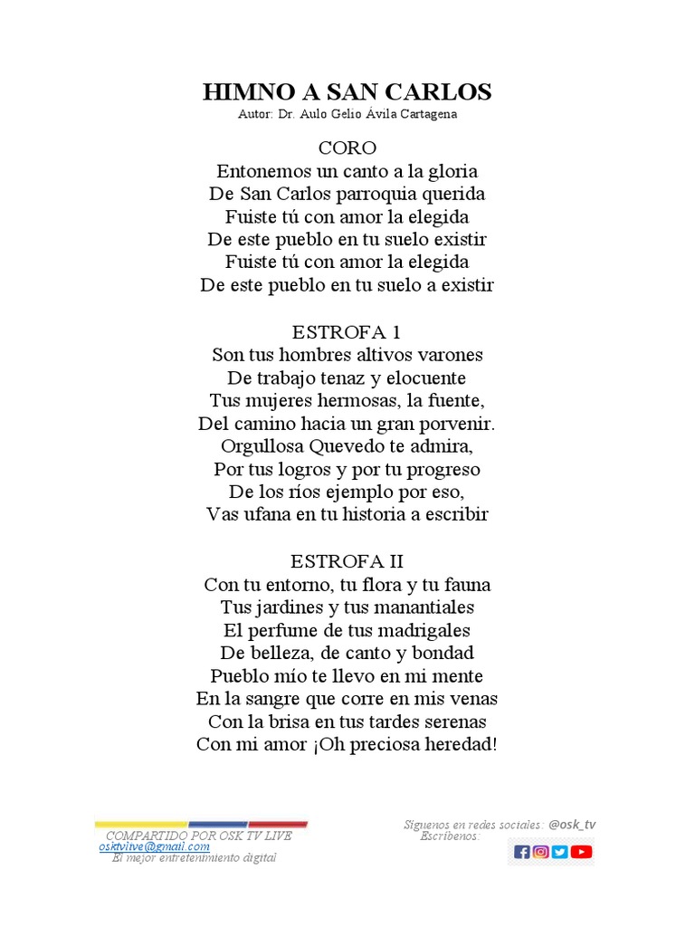 Himno A San Carlos - OSK TV | PDF