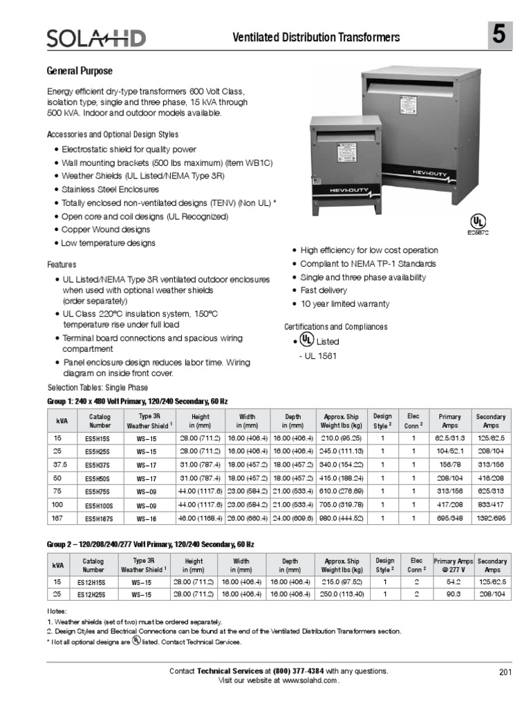 Ventilated Distribution Transformers: General Purpose | PDF ...