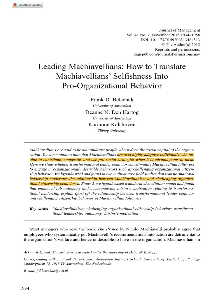 6 Machiavellian Leadership | PDF | Transformational Leadership ...
