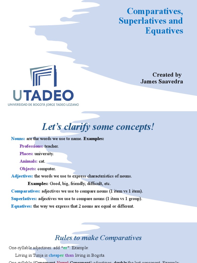 W1 - Comparatives, Superlatives and Equatives | PDF | Adjective ...