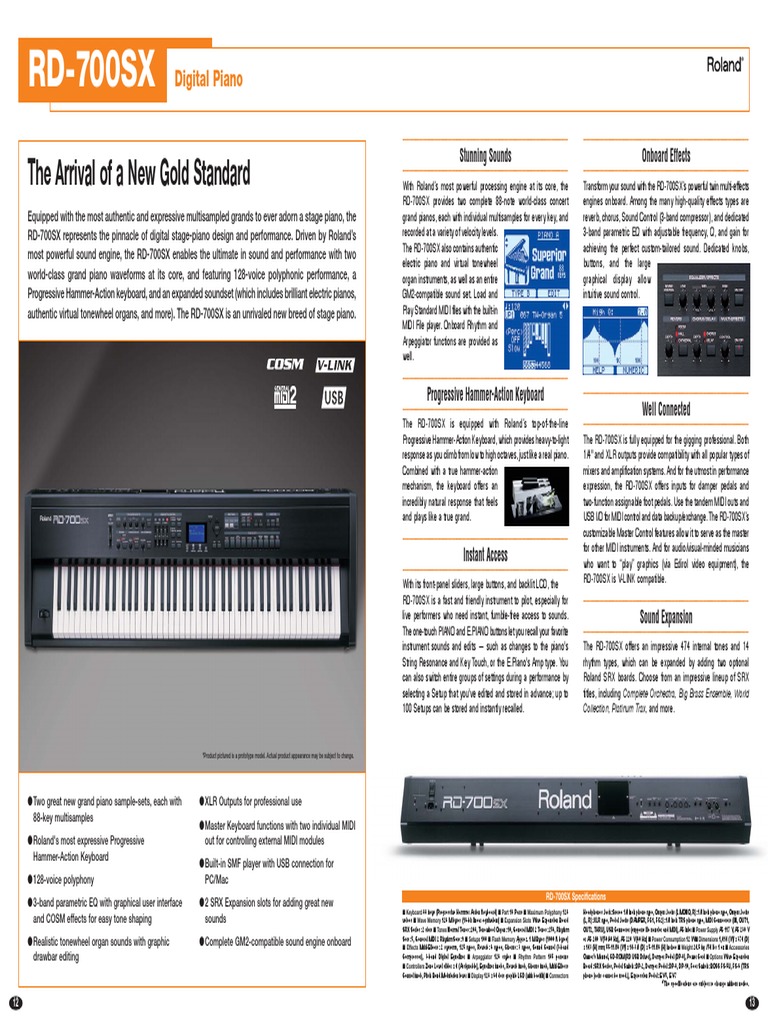 RD-700SX: The Arrival of A New Gold Standard | PDF | Piano | Synthesizer