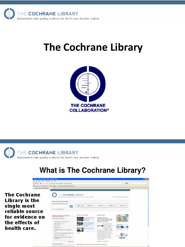 Cochrane Library | PDF | Systematic Review | Evidence Based Medicine