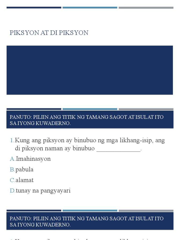 PIksyon at Di Piksyon | PDF
