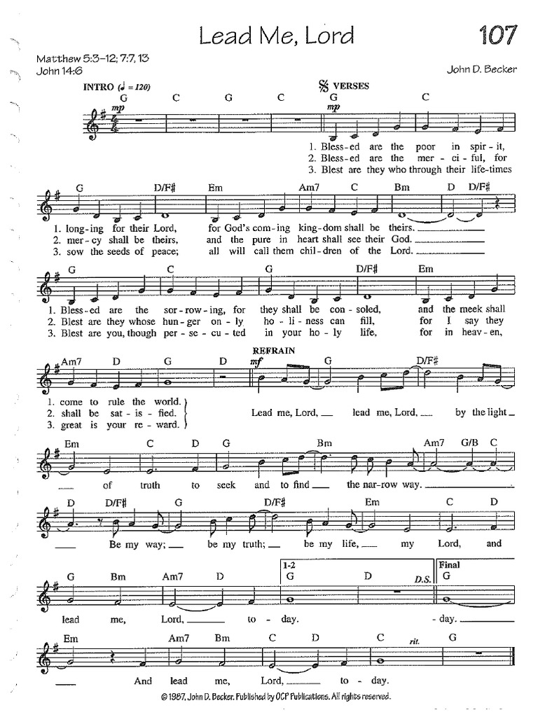 Lead Me Lord Lead Sheet