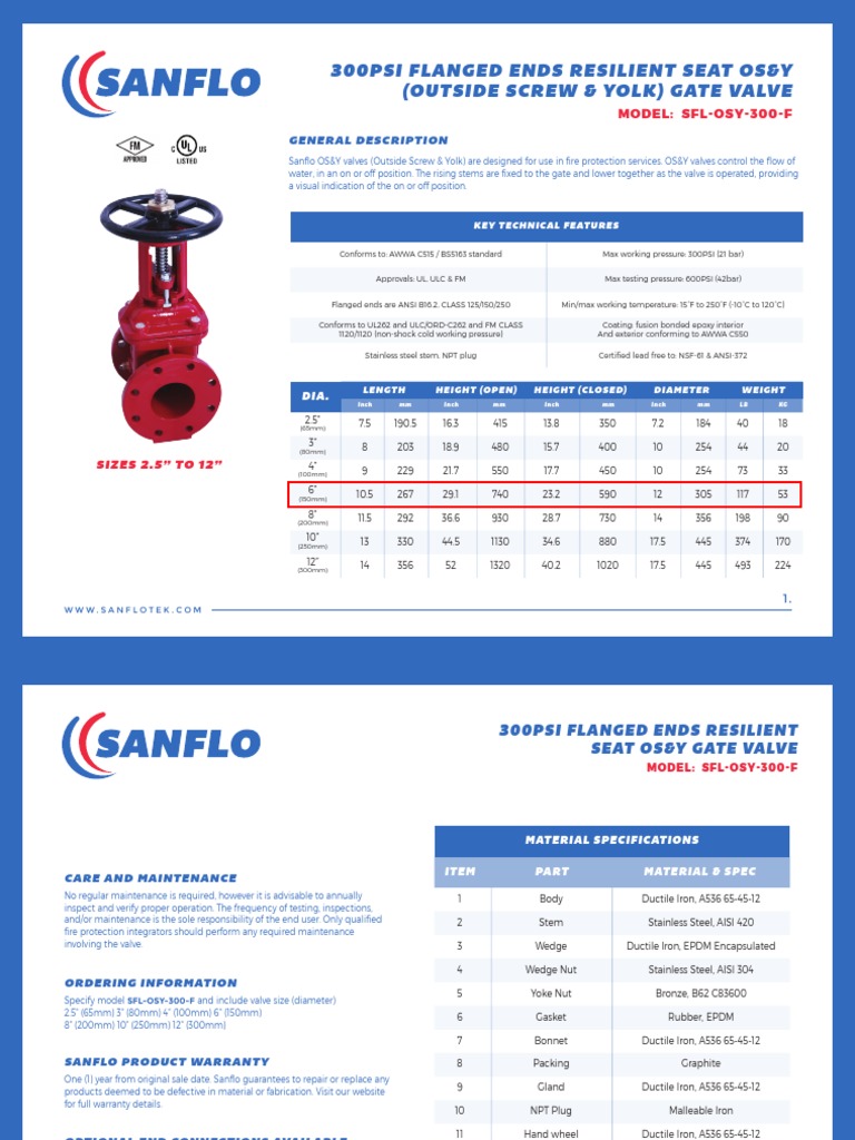 3.3 Valvula Os&y - Sanflo | PDF | Valve | Mechanical Engineering