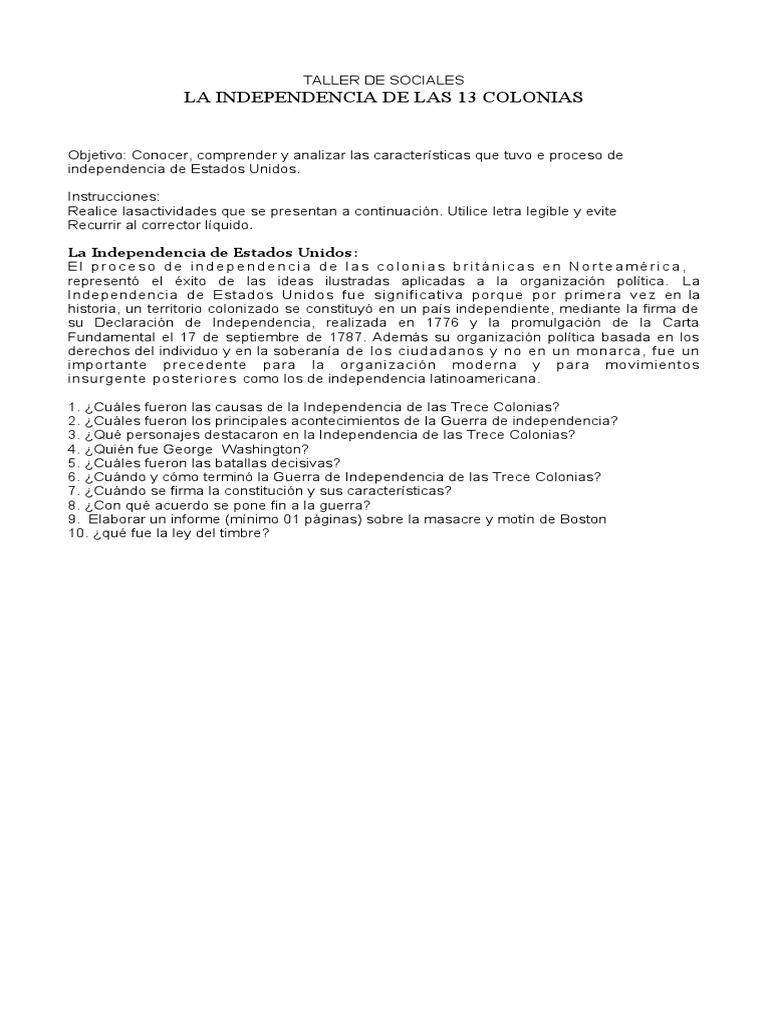 Taller Las 13 Colonias | PDF