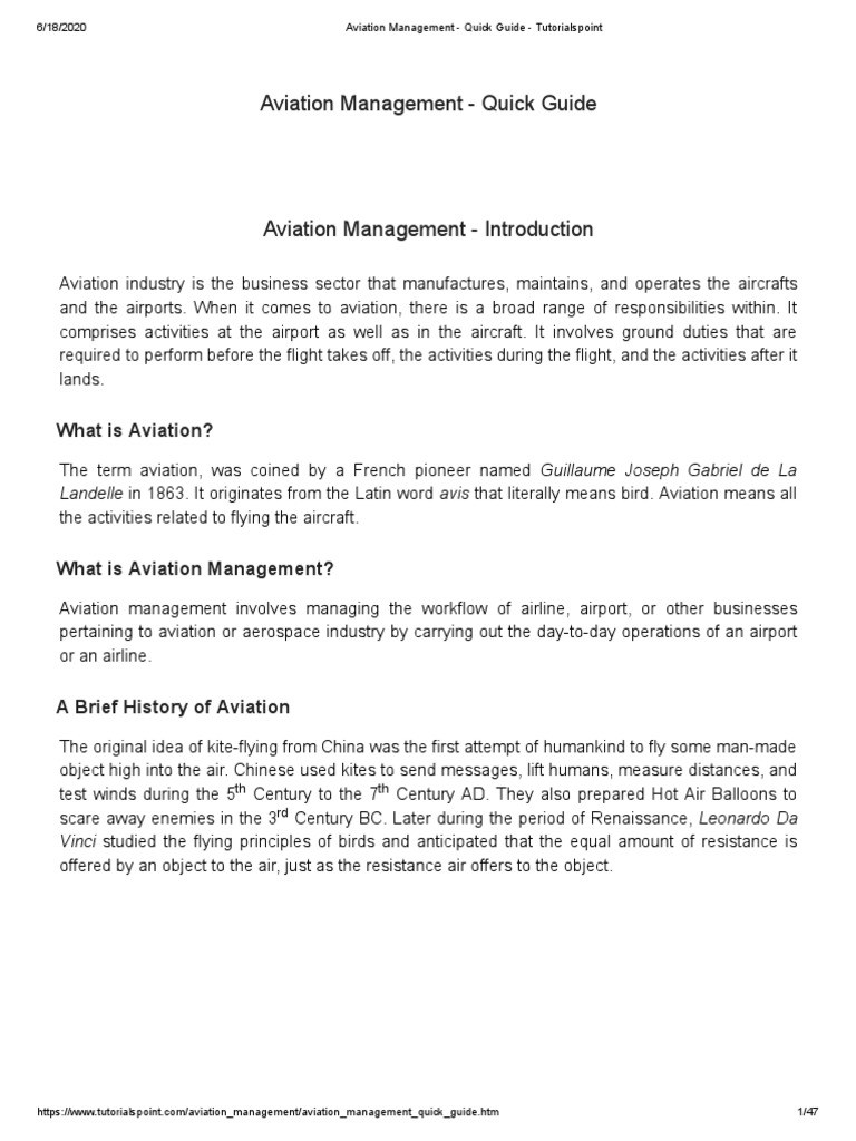 Aviation Management - Quick Guide - Tutorialspoint | PDF | Airport | Baggage