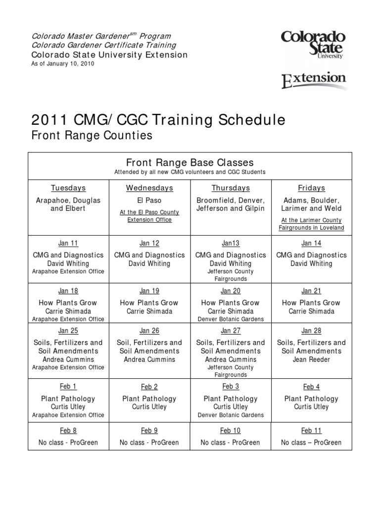 2011 CMG/CGC Training Schedule: Front Range Counties | Download Free ...