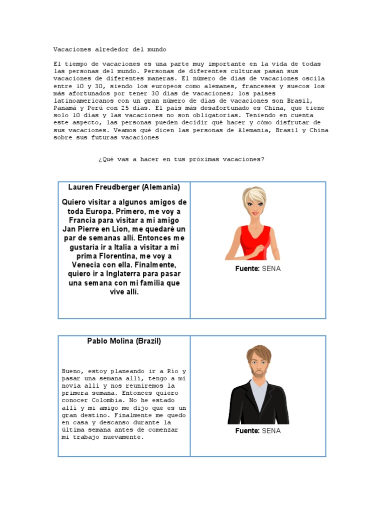 Vacaciones Alrededor Del Mundo | PDF | Vacaciones | Ocio