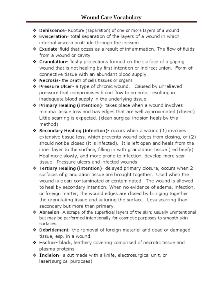 Wound Care Terminology Guide | PDF | Wound | Wound Healing