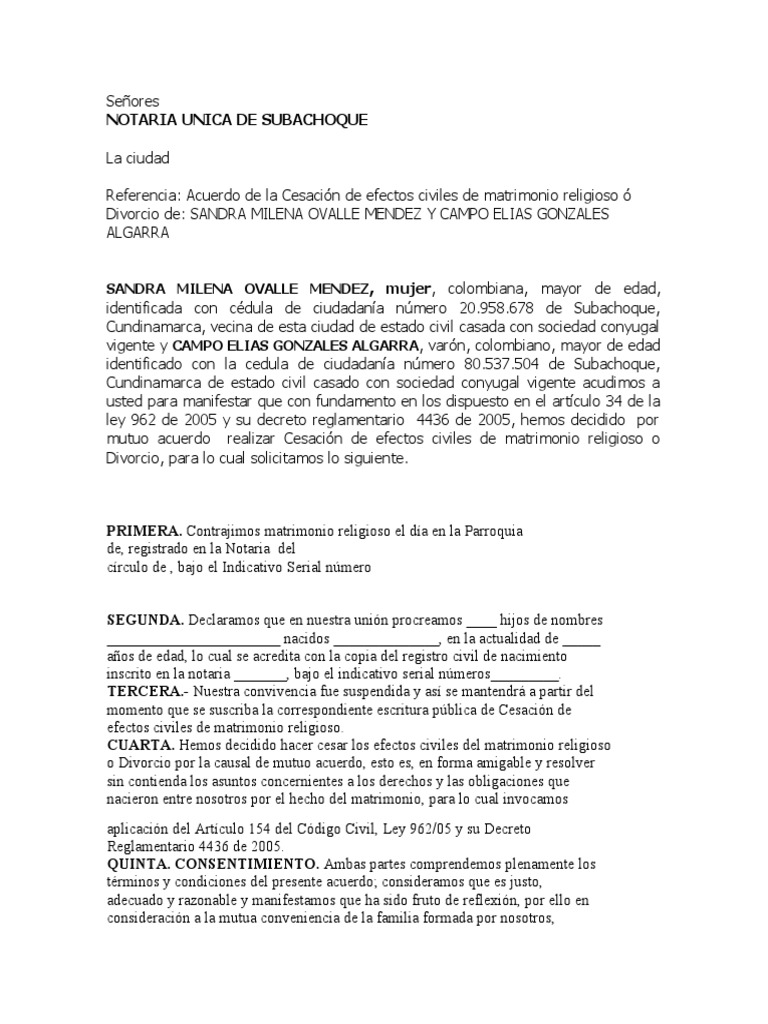Acuerdo de Divorcio Sandra Ovalle Julio19 | PDF | Divorcio | Matrimonio