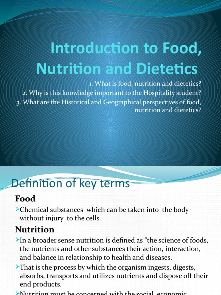 Introduction to Nutrition and Dietetics | PDF | Nutrients | Foods
