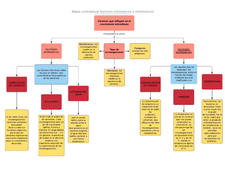 Mapa Conceptual Factores Intrinsecos y Extrinsecos | PDF | Microorganismo | Alimentos