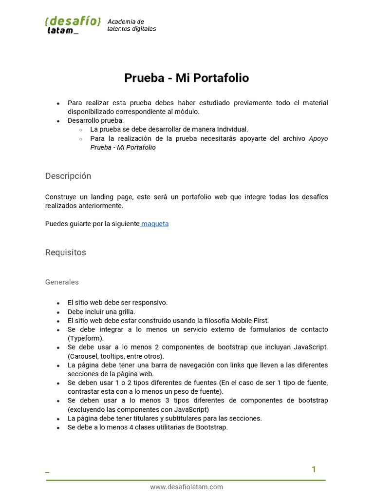 Prueba Ejemplo - Mi Portafolio | Descargar gratis PDF | Bootstrap (marco frontal) | Script Java