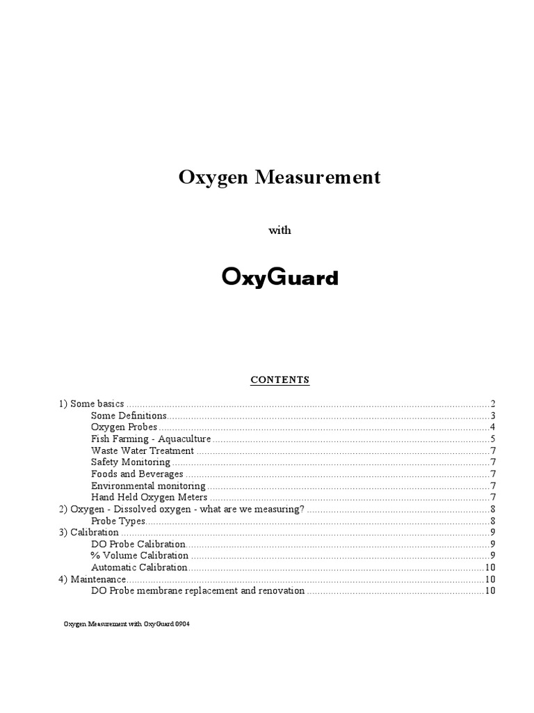 Oxygen Measurement: Xy Uard | PDF | Calibration | Water