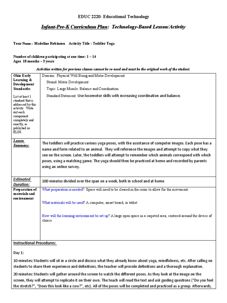 Ed Tech ECDE Activity Plan | PDF | Educational Technology | Teachers