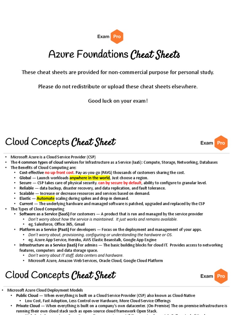 Azure Foundations Cheat Sheets | PDF | Microsoft Azure | Cloud Computing