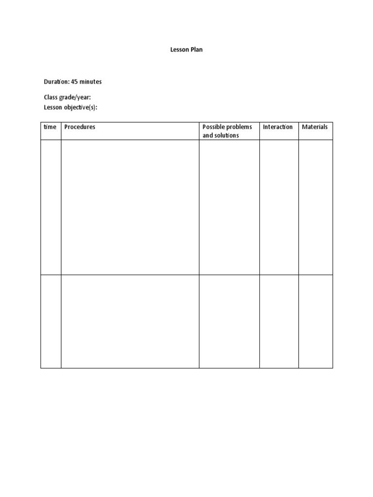 45-Minute Lesson Plan Template | PDF
