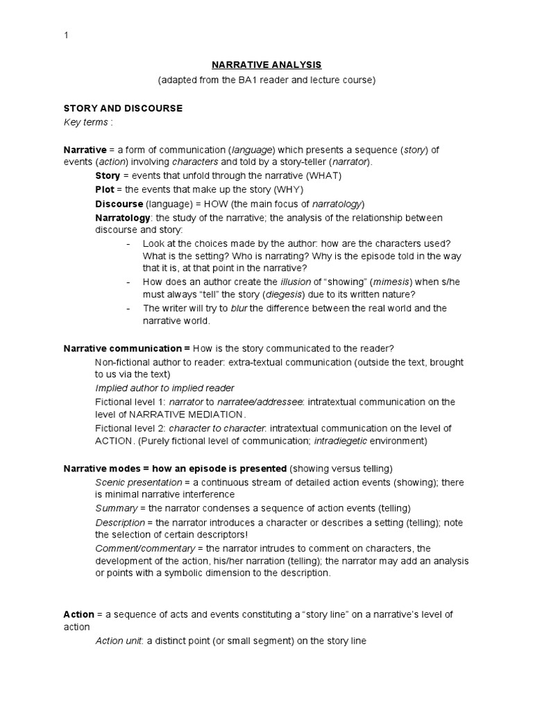 Narrative Analysis: Key Concepts Explained | PDF | Narration | Plot ...