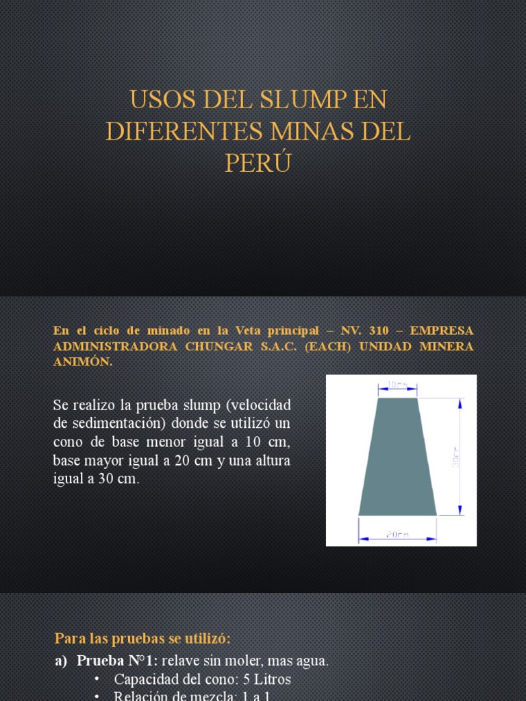 Usos Del Slump en Diferentes Minas Del Perú | PDF