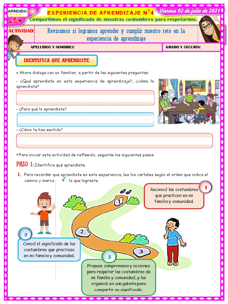 VIERNES 02 de JUNIO Revisamos Si Logramos Aprender y Cumplir Nuestro Reto en La Experiencia de ...