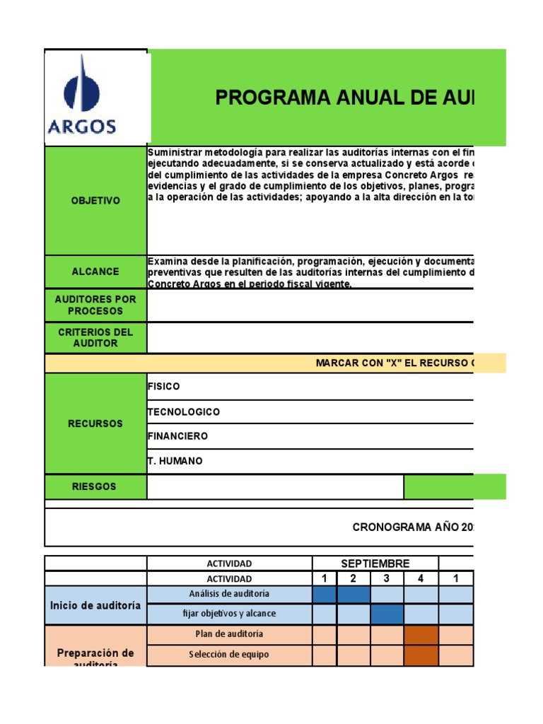 Formato Programa de Auditoria Interna | PDF | Auditoría | Planificación