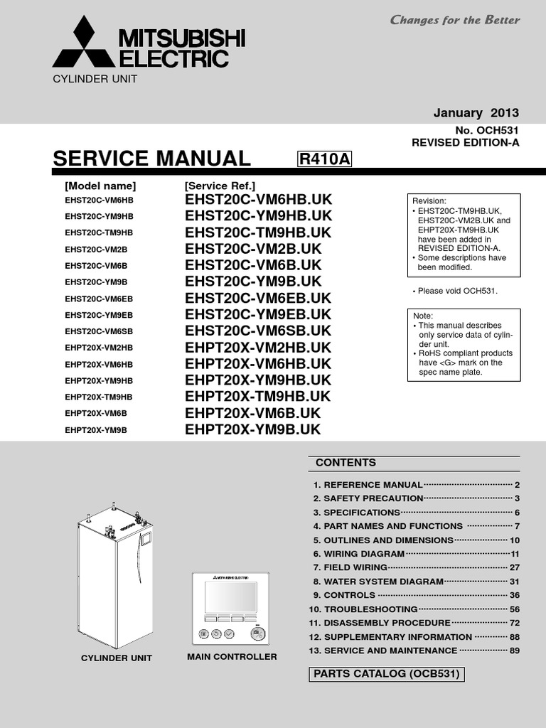 Ecodan Indoor EHPT20X-VM2HB Service | PDF | Water Heating | Tap (Valve)