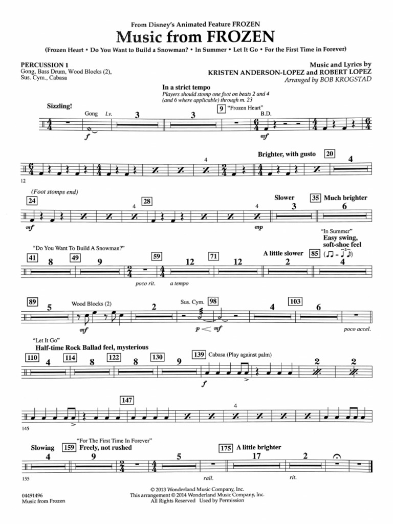 Music From Frozen - Percussion 1 | PDF