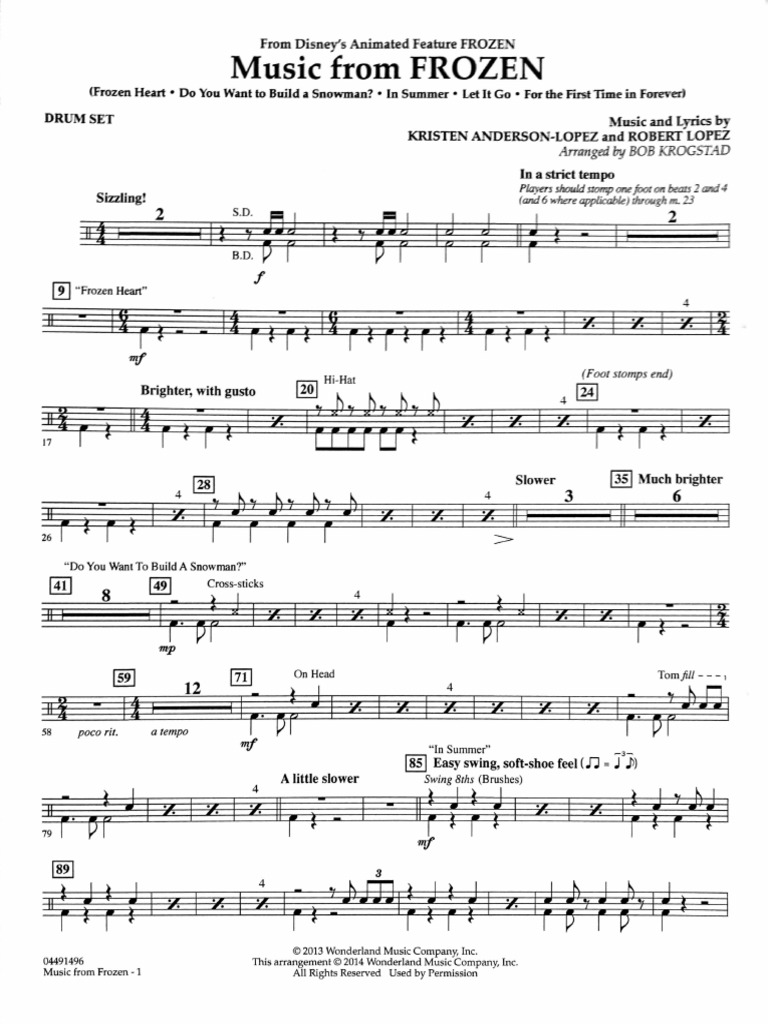 Music From Frozen - Drum Set | PDF