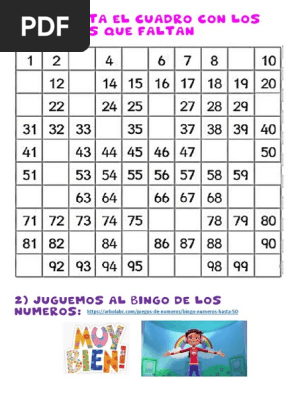 Cuadro Imprimible De Los 100 Números Faltantes