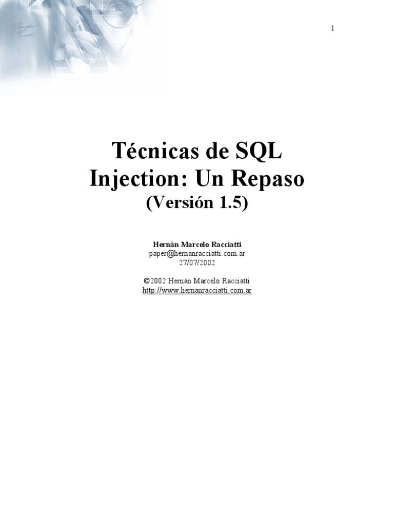 Tecnicas de SQL Injection Un Repaso | PDF | Computer Data | System Software