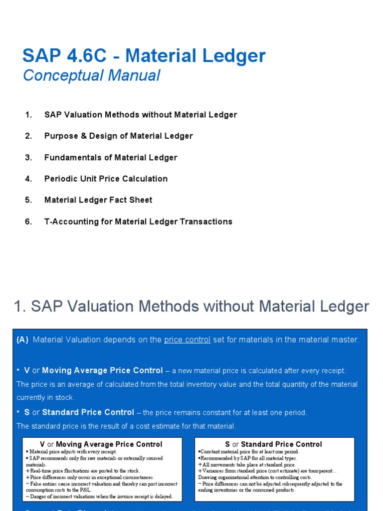 SAP 4.6C - Material Ledger: Conceptual Manual | PDF | Receipt | Inventory