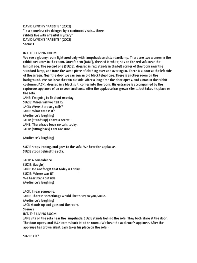 DAVID LYNCH Rabbits Script | PDF | Nature